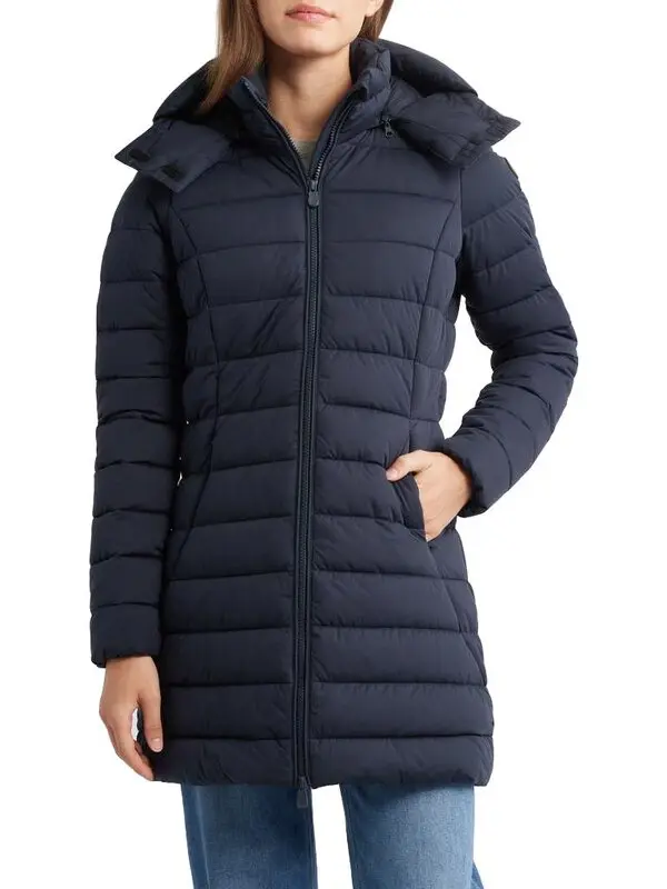 SAVE THE DUCK Dorothy Water Resistant Quilted Puffer Coat - Blue Black
