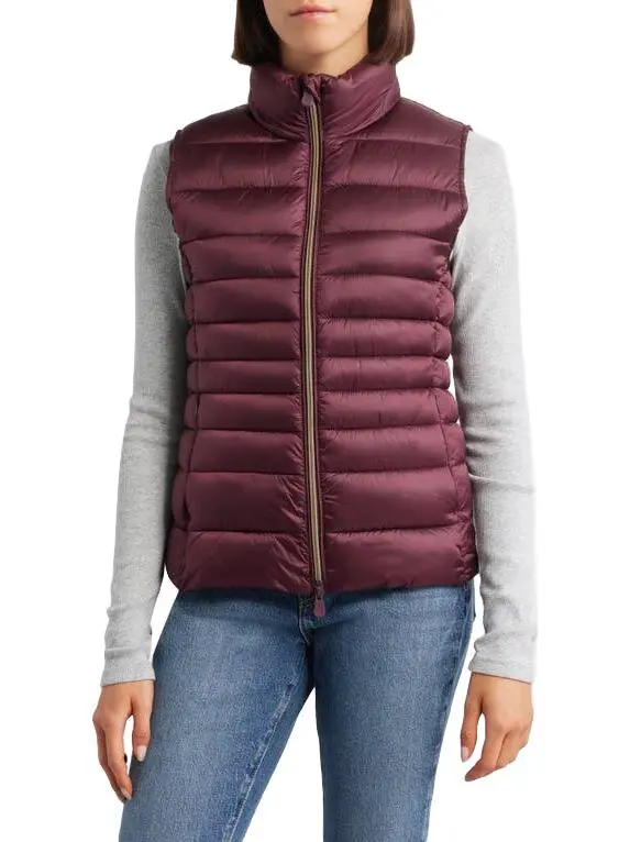 SAVE THE DUCK Lynn Quilted Puffer Vest - Wine Red