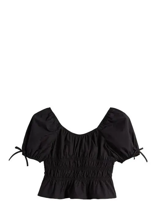 LOVE, FIRE Shirred Bodice Top - Black