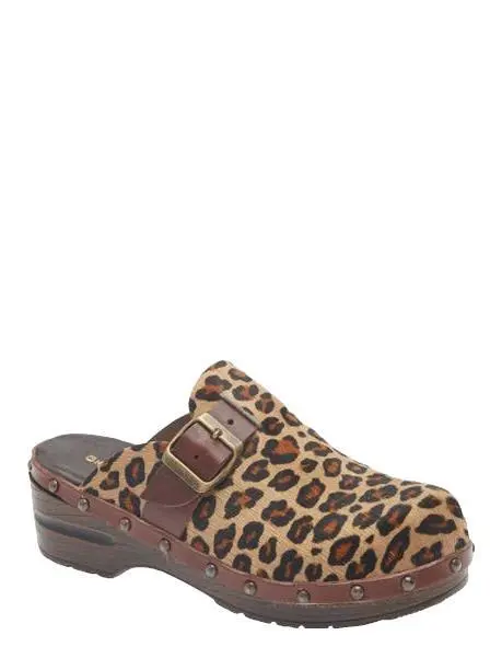 CHOCOLAT BLU Calf Hair Clogs - Leopard Calf Hair