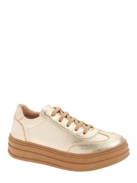 CHOCOLAT BLU Varen Platform Sneakers - Gold Leather