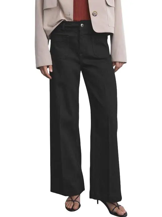 Mango Jessie Patch Pocket Wide Leg Jeans - Black Denim