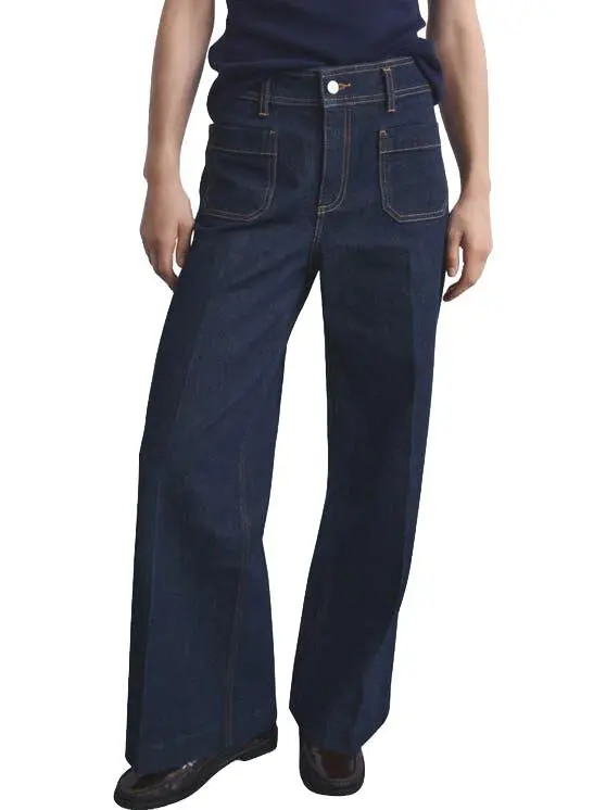 Mango Jessie Patch Pocket Wide Leg Jeans - Blue