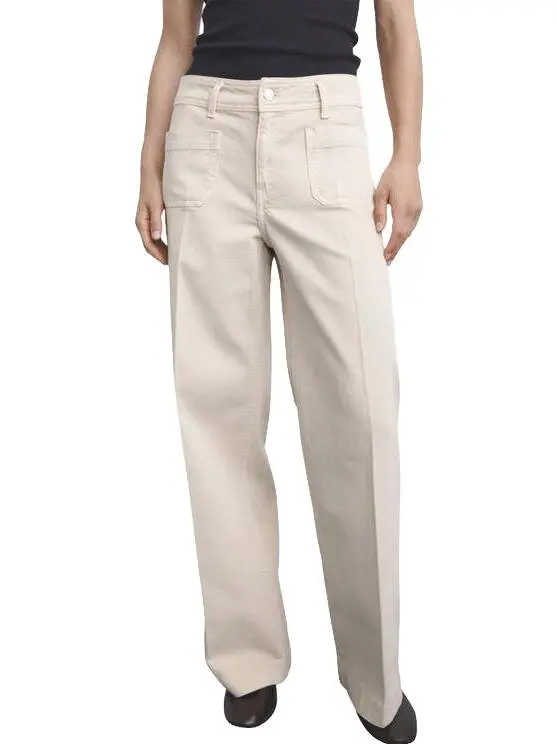 Mango Jessie Patch Pocket Wide Leg Jeans - Sand