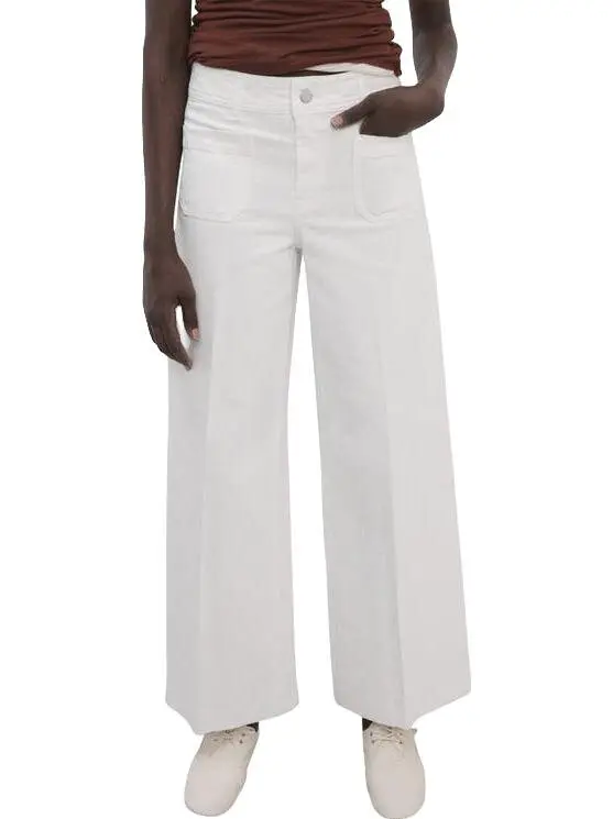 Mango Jessie Patch Pocket Wide Leg Jeans - White