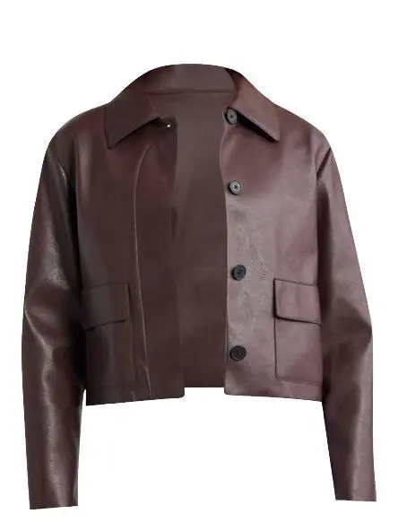 Mango Sabina Faux Leather Jacket - Maroon