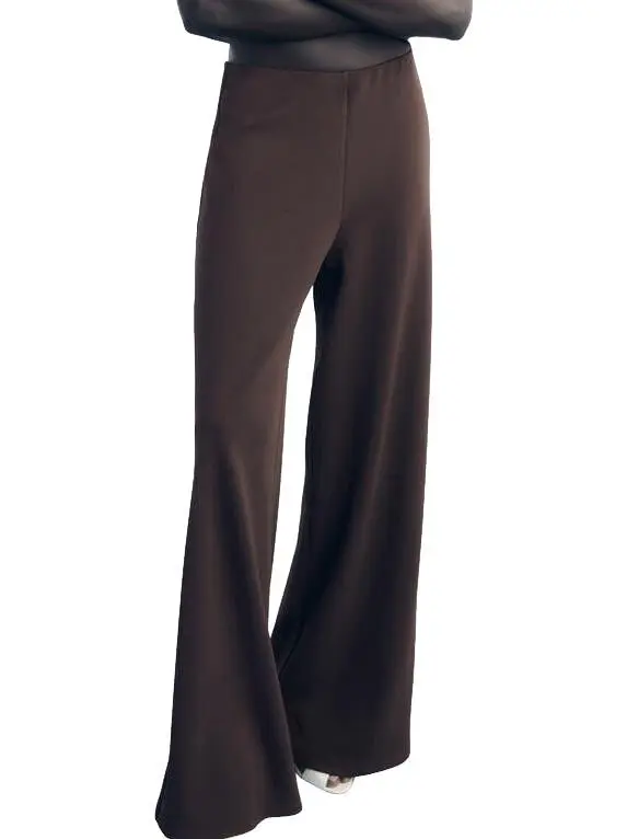 Mango Elastic Waist Wide Leg Trousers - Brown