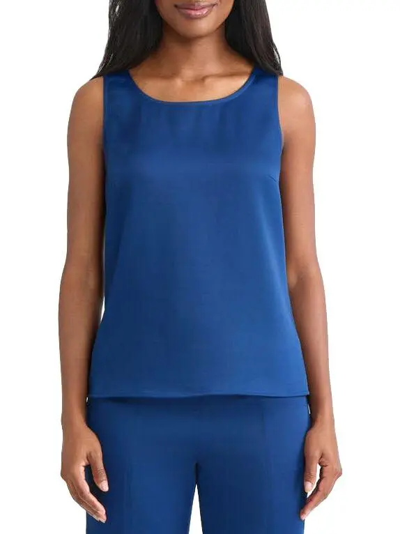Misook Classic Crêpe De Chine Tank - Lazuli Blue