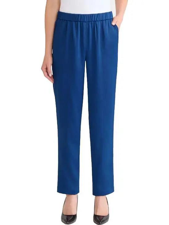 Misook Crêpe De Chine Straight Leg Pants - Lazuli Blue