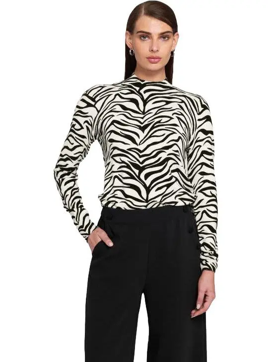 ELLE COLLECTION Printed Feather Weight Animal Print Top - Zebra
