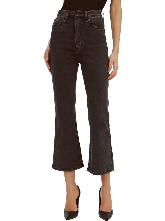 Bardot Heidi High-waist Flare Cropped Jeans - Washed Black