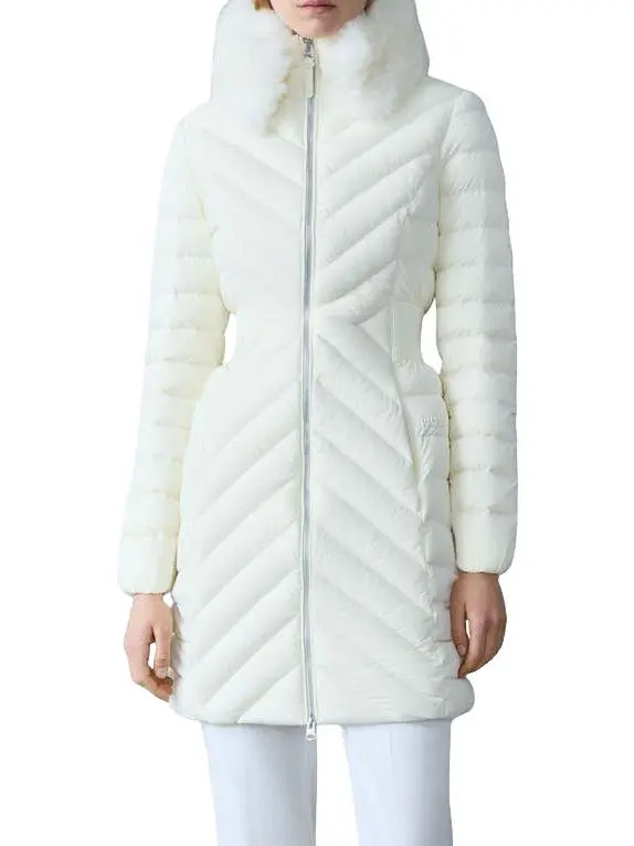 Mackage Water Repellent Quilted Down Coat With Shearling Collar - Cream