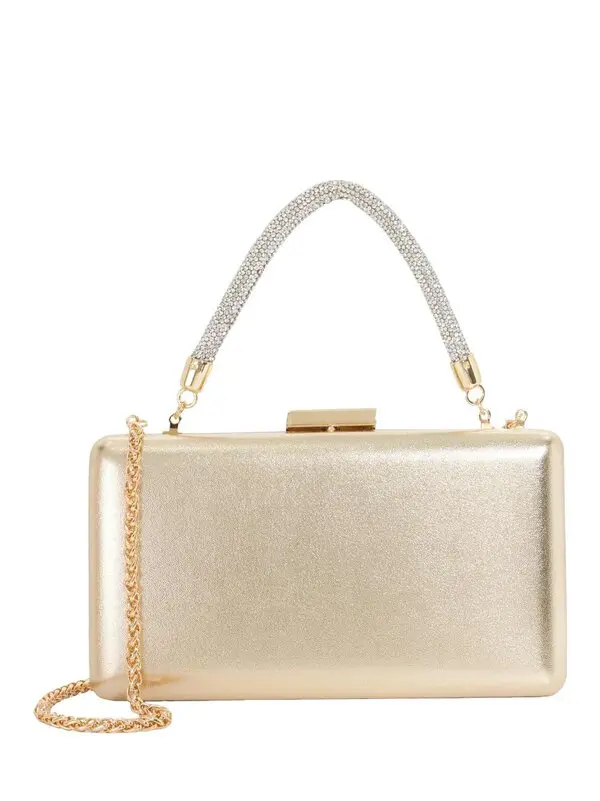 Dune London Top Handle Frame Clutch - Gold Leather