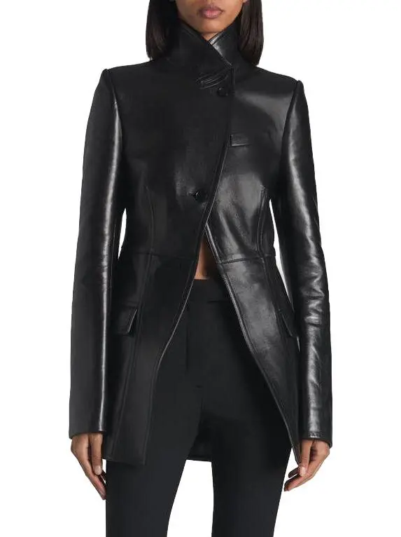 Alexander McQueen Leather Peplum Blazer - Black