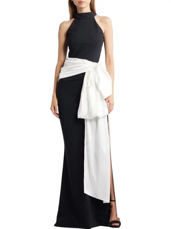 Chiara Boni La Petite Robe Sarity Bow Sleeveless Gown - Black/white