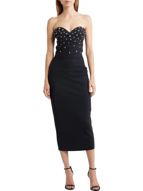 Chiara Boni La Petite Robe Mahta Rhinestone Strapless Cocktail Dress - Black