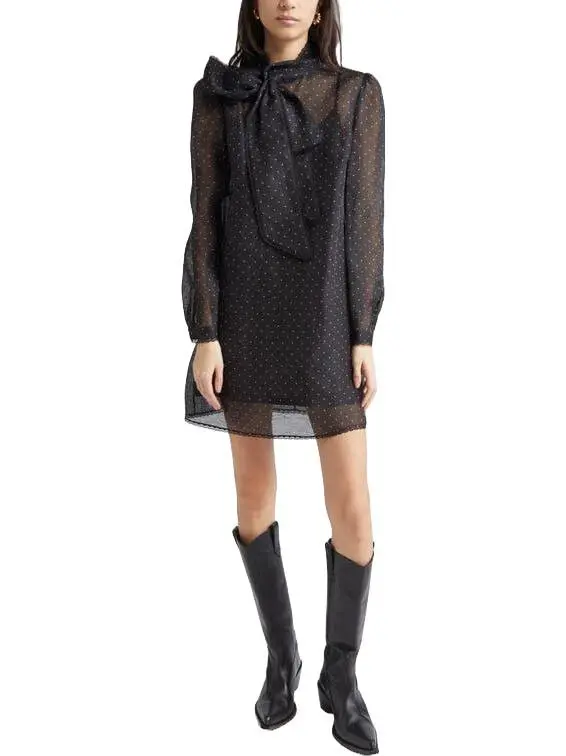 Zimmermann Polka Dot Long Sleeve Mini Dress - Black Dot