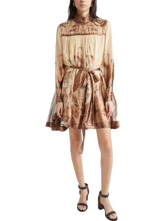 Zimmermann Hypnotic Paisley Print Batwing Sleeve Minidress - Cream Paisley