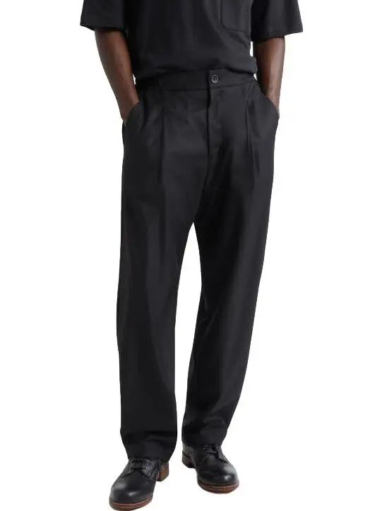 Herno Wool Blend Straight Leg Pants - Black