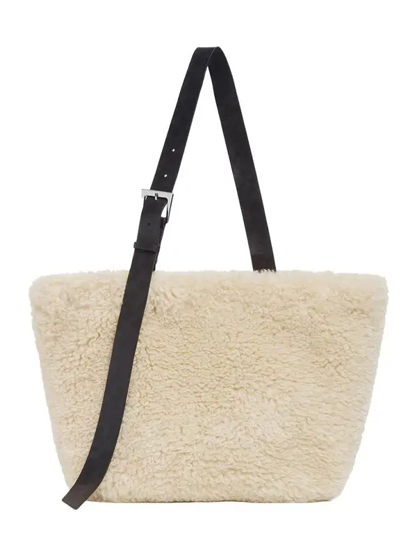 Apparis Esti Pluche™ Bouclette Faux Fur Tote - Oat