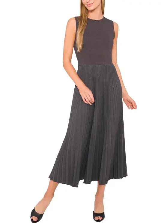Halogen Mixed Media Sleeveless Maxi Dress - Greystone Heather