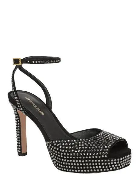 Veronica Beard Brianne Crystal Platform Sandals - Black