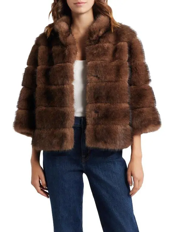 LoveShackFancy Gelman Faux Fur Jacket - Dark Sable