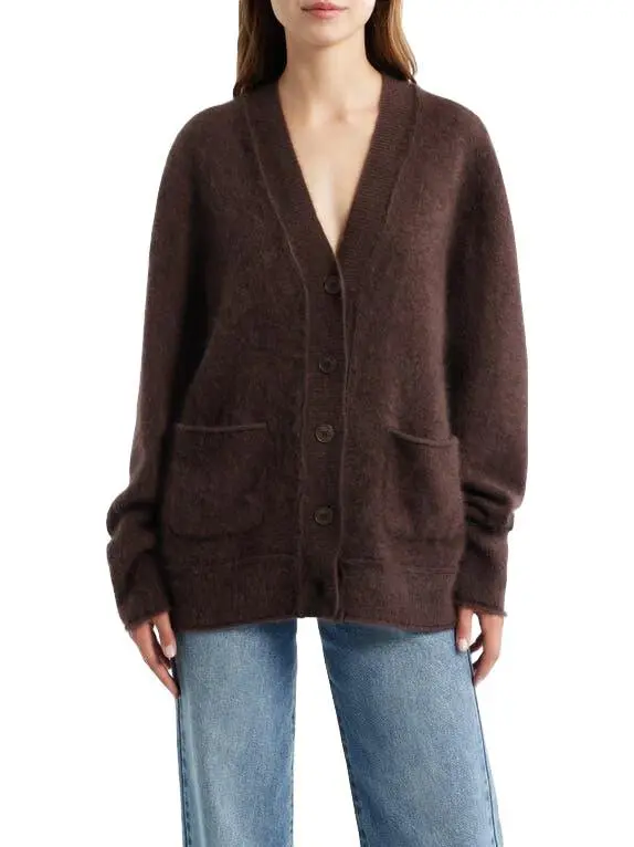 LoveShackFancy Applene Cashmere Cardigan - Chocolate Brown