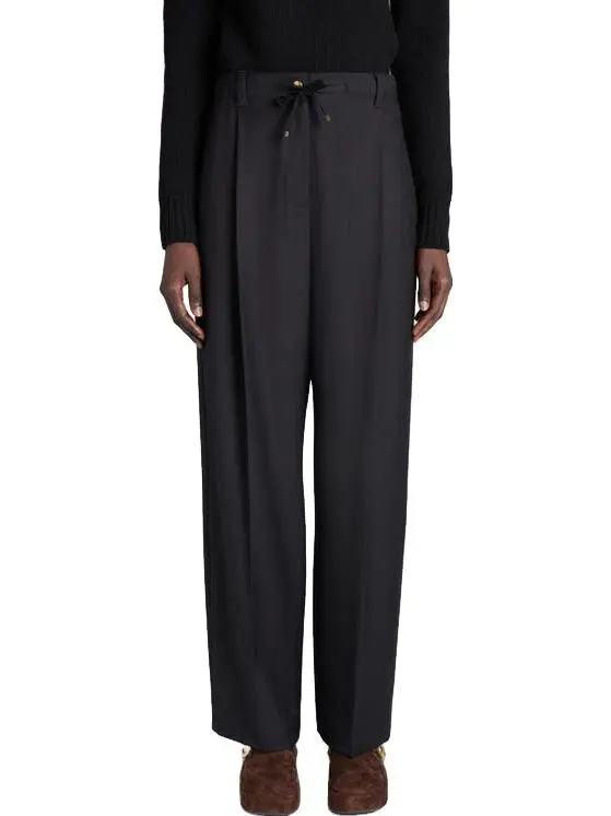 Moncler Drawstring Wool Trousers - Black