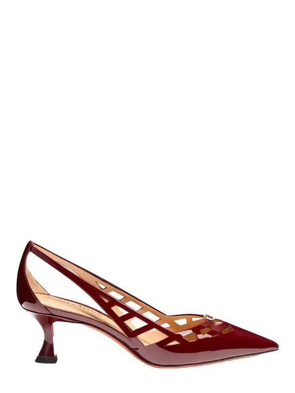 Santoni Patent Leather Mid-heel Pump - Red