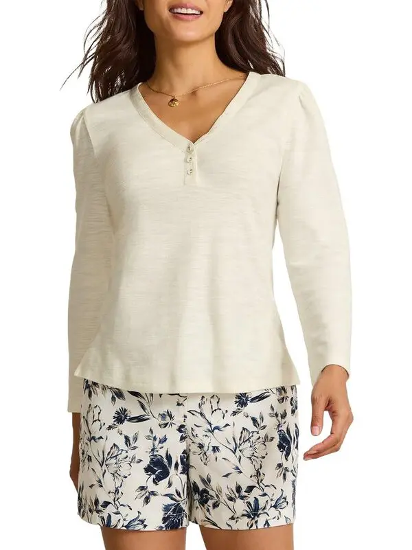 Tommy Bahama Cotton Slub Henley Top - Coconut