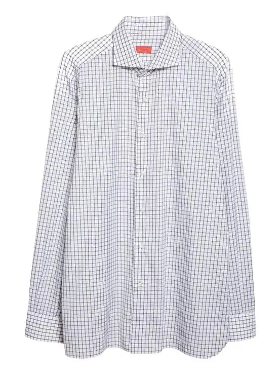 Isaia Tattersall Linen Button-up Shirt - White