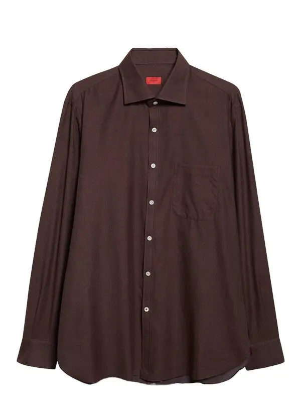 Isaia Cotton & Cashmere Button-up Shirt - Brown