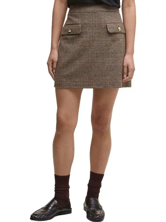 Barbour Houndstooth Check Merino Wool Miniskirt - Multi Check