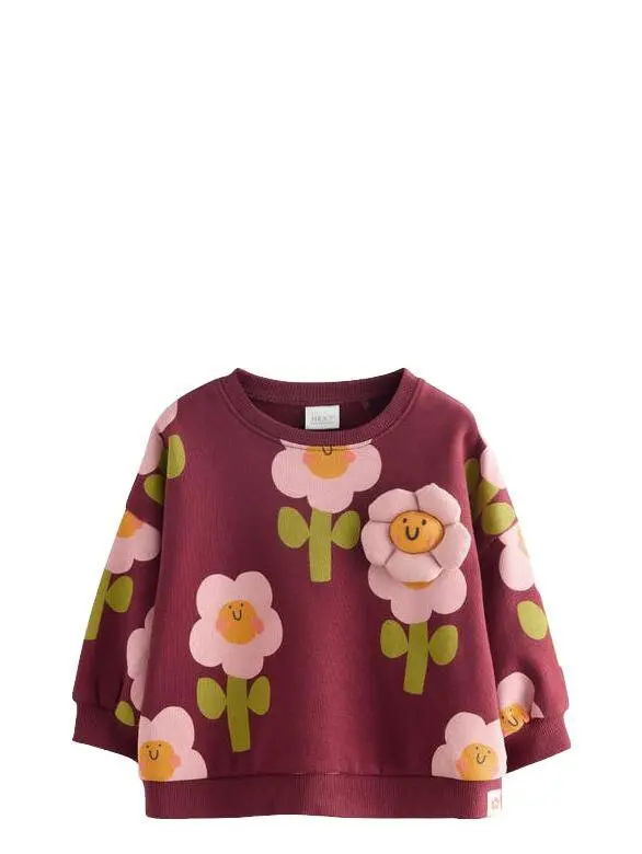 NEXT 3d Flower Embellished Graphic Sweatshirt - Purple