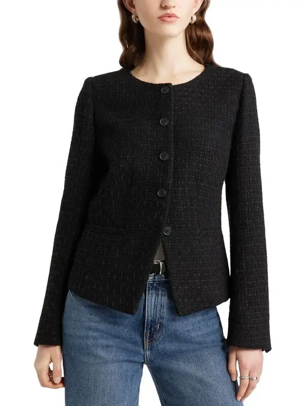 Nordstrom Cutaway Tweed Jacket - Black