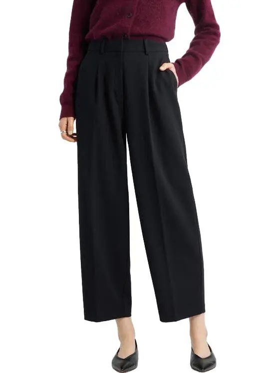Nordstrom Pleated Ankle Length Trousers - Black