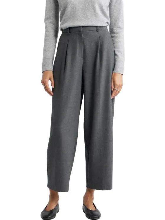 Nordstrom Pleated Ankle Length Trousers - Grey Charcoal Heather
