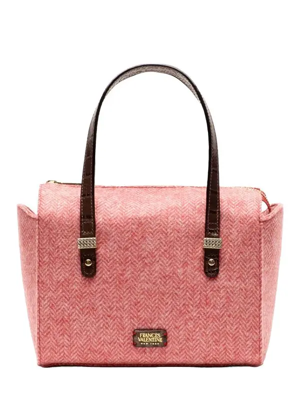 FRANCES VALENTINE Boxy Herringbone Top Handle Bag - Pink