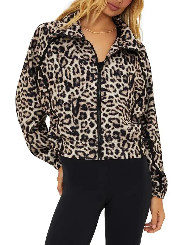 Beach Riot Leopard Print Zip Jacket - Mystic Leopard