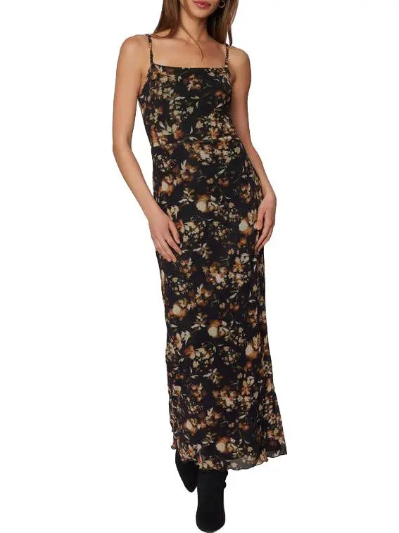 LOST + WANDER Floral Maxi Dress - Black Rust Floral