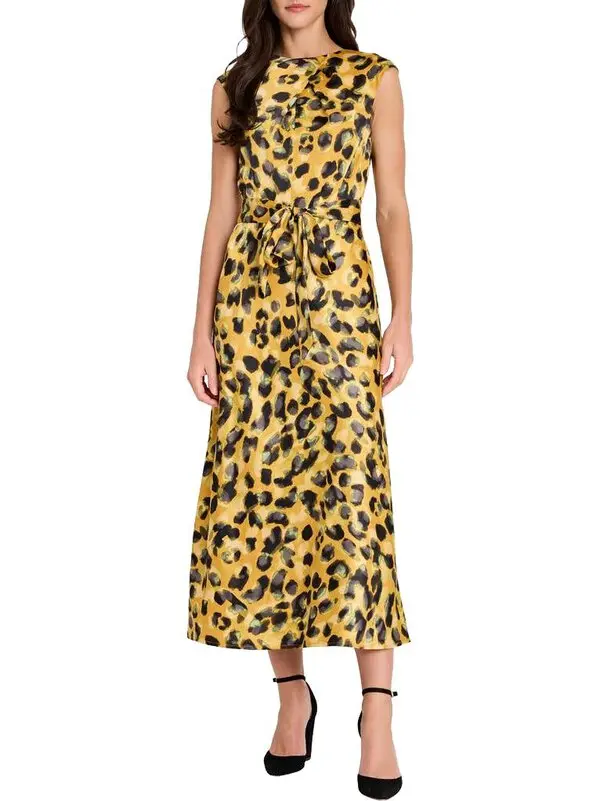 TAHARI ASL Belted Sleeveless Midi Dress - Ginger Saphire