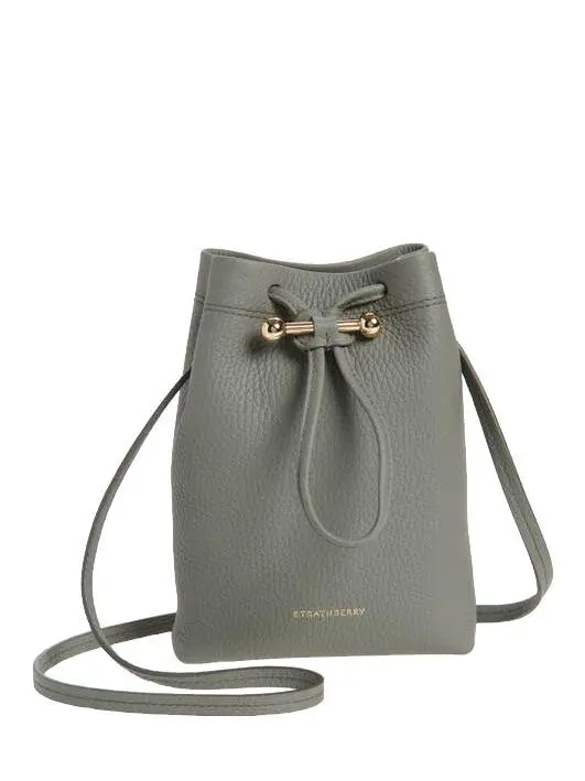 Strathberry Large Osette Leather Bucket Bag - Stone Grey