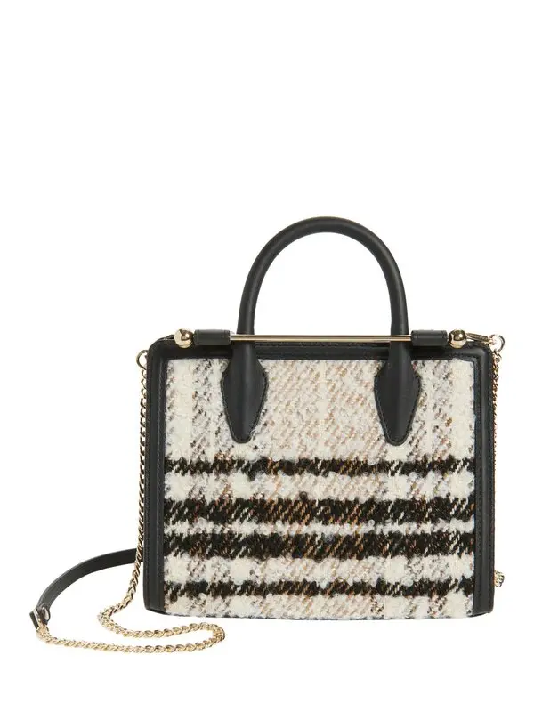 Strathberry Mini Bouclé & Leather Tote - Ivory/black