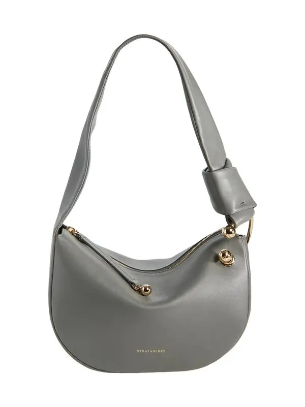 Strathberry Mini Halo Leather Shoulder Bag - Stone Grey