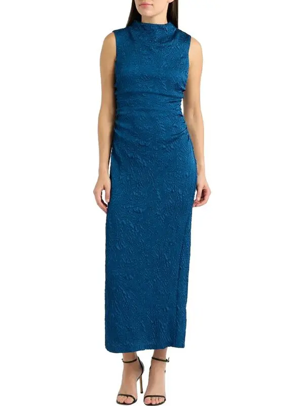 Vince Camuto Leaf Jacquard Cowl Neck Sheath Dress - Tea
