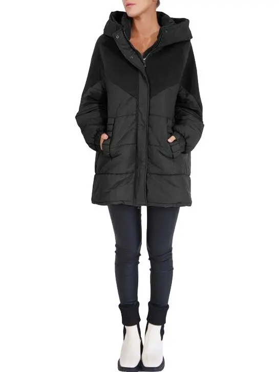 BELLE & BLOOM Wool Blend Quilted Jacket - Black