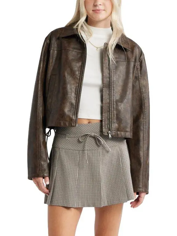 Bp. Faux Leather Moto Jacket - Brown
