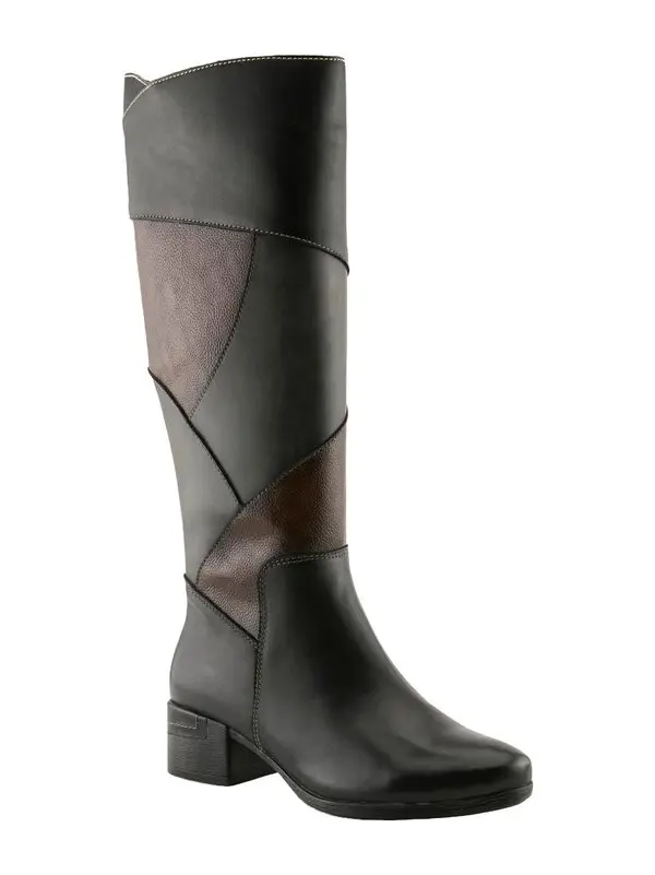 SPRING STEP SHOES Patchwork Knee High Boots - Black Multi