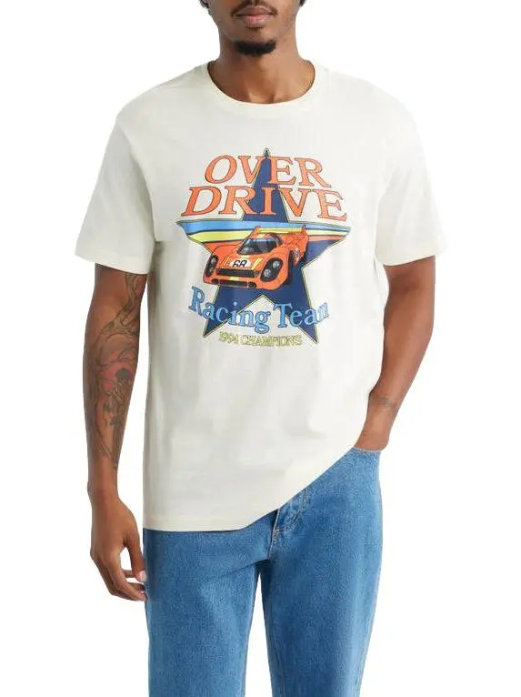 THE FORECAST AGENCY Overdrive Racing Cotton Graphic T-shirt - Cream
